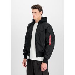 Alpha Industries Herren Bomberjacke &raquo;MA-1 ZH Back Print&laquo; mit Kapuze Kunstfaser, slim fit schwarz-wei&szlig; S