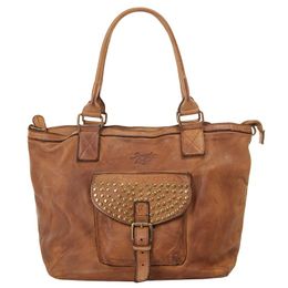 Samantha Look Damen Shopper echt Leder, Made in Italy braun