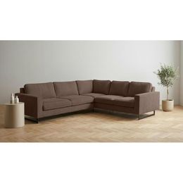 Home Affaire Ecksofa &raquo;Pinto, XXL, 250/290 cm, langer Schenkel, Ottomane&laquo; Cord, Chenille, Lederoptik, mit Keder, Metallf&uuml;&szlig;e, Wellenunterfederung braun 