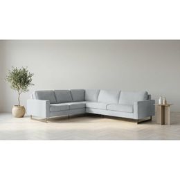 Home Affaire Ecksofa &raquo;Pinto, XXL, 250/290 cm, langer Schenkel, Ottomane&laquo; Cord, Chenille, Lederoptik, mit Keder, Metallf&uuml;&szlig;e, Wellenunterfederung 100% 