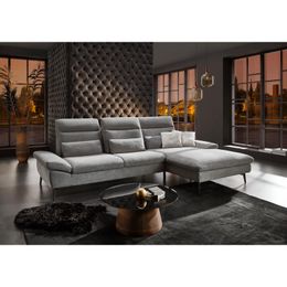 Hukla Ecksofa &raquo;HU-HP22156 L-Form&laquo; inkl. Kopfpolsterverstellung, optional mit Sitztiefenverstellung grau 100% recyceltes Polyester