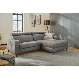 Jockenh&ouml;fer Ecksofa &raquo;Doppio L-Form, B: 247 cm, mit elektr. Relaxfunktion und&laquo; Kopfteilverstellung, USB-Anschluss, induktive Ladestation & Zierkissen grau Korpus: 
