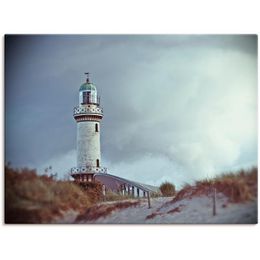 Artland Leinwandbild &raquo;Der Warnem&uuml;nder Leuchtturm&laquo; Geb&auml;ude 1 Stk. tlg. auf Holzrahmen gespannt grau Leinwand