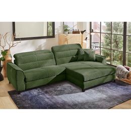 Jockenh&ouml;fer Ecksofa &raquo;Double One L-Form, B: 288 cm, 2x120 cm breite, elektr. Relaxfunktionen&laquo; Kopfteilverstellung, USB-Anschluss & Zierkissen gr&uuml;n Korpus: 100% 