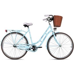 Dacapo Cityrad &raquo;Damenrad 28'' Classic Premium Blau 1 Gang RH 53 cm mit Korb&laquo; 1 Gang ohne Schaltung Cityrad