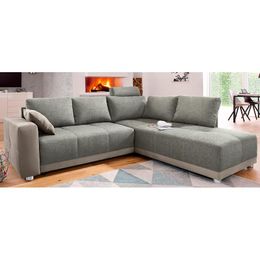 Jockenh&ouml;fer Ecksofa &raquo;Orlando L-Form, B: 257 cm&laquo; mit Bettfunktion, Bettkasten, Zierkissen & Kopfst&uuml;tzen braun Softlux -Kunstleder, im Korpus;Farbe greige: Struktur