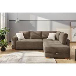 Jockenh&ouml;fer Ecksofa &raquo;Sunset L-Form, B: 257 cm, Dauerschlafsofa mit&laquo; Tonnentaschen-Federkern, Kaltschaumtopper, Bettkasten & Zierkissen beige Korpus: 100% 