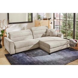 Jockenh&ouml;fer Ecksofa &raquo;Double One L-Form, B: 288 cm, 2x120 cm breite, elektr. Relaxfunktionen&laquo; Kopfteilverstellung, USB-Anschluss & Zierkissen grau Korpus: 100% 