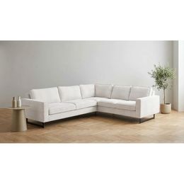 Home Affaire Ecksofa &raquo;Pinto, XXL, 250/290 cm, langer Schenkel, Ottomane&laquo; Cord, Chenille, Lederoptik, mit Keder, Metallf&uuml;&szlig;e, Wellenunterfederung beige 
