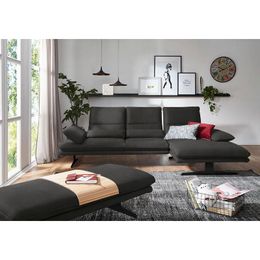 W.Schillig Ecksofa &raquo;broadway, Designsofa mit tollem Sitzkomfort&laquo; Sitztiefenverstellung, Kopfteil- & Seitenteilverstellung, Breite 291cm grau Longlife 