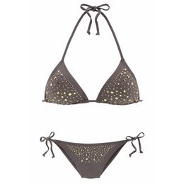 JETTE Damen JETTE Triangel-Bikini mit Ziernieten grau 36, Cup C/D