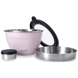 S'well Salatsch&uuml;ssel &raquo; Calacatta Gold Salad Bowl Kit, 1.9L&laquo; 3 Stk. aus Edelstahl Therma- -Technologie mit vakuumisolierten Au&szlig;enschale pink Edelstahl