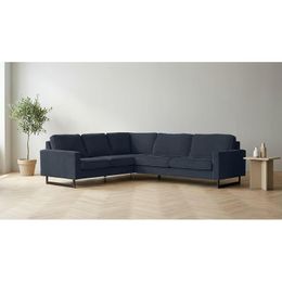 Home Affaire Ecksofa &raquo;Pinto, XXL, 250/290 cm, langer Schenkel, Ottomane&laquo; Cord, Chenille, Lederoptik, mit Keder, Metallf&uuml;&szlig;e, Wellenunterfederung blau 