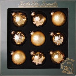 Weihnachtsbaumkugel &raquo;Weihnachtsdeko, Christbaumschmuck, Christbaumkugeln Glas&laquo; mundgeblasen, mit Dekor gold Glas