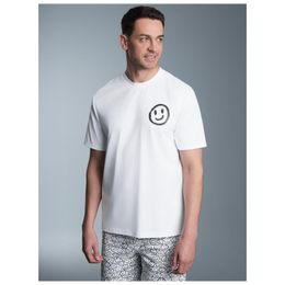 TRIGEMA Herren Schlafanzug &raquo;TRIGEMA T-Shirt mit lustigem Smiley-Printmotiv&laquo; 1 tlg. wei&szlig; XL