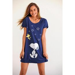 PEANUTS Damen Sleepshirt 1-teilig, mit Snoopy-Print in Minil&auml;nge blau 36/38, N-Gr