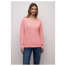 V-Ausschnitt-Pullover Street One, Damen, Gr. 36, striking coral, Web, 100% Baumwolle, unifarben, normal normal, V-Ausschnitt, Rippb&uuml;ndchen, Pullover, mit V-Ausschnitt