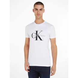 Calvin Klein Jeans Herren T-Shirt &raquo;ICONIC MONOGRAM SLIM TEE&laquo; mit gro&szlig;em CK-Print wei&szlig; XXL (56)
