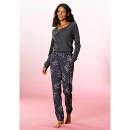 Vivance Dreams Damen Pyjama 2-teilig, 2 tlg. mit feinem Blumenprint grau 36/38