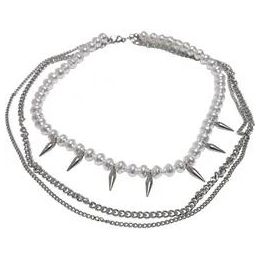 Kette mit Anh&auml;nger Urban Classics "Urban Classics Unisex Meridian Pearl Layering Necklace", silber, Halsketten, Herren, onesize, Eisen