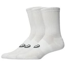 Laufsocken asics "3 PACK CREW SOCK", Damen, Gr. XL (47/49), brilliant wei&szlig;, Obermaterial: 70% Baumwolle, 16% Nylon, 11% Polyester, 3% sonstige Fasern, Socken, mit spezieller D&auml;mpfung, mit Mesh-Knit-Gewebe
