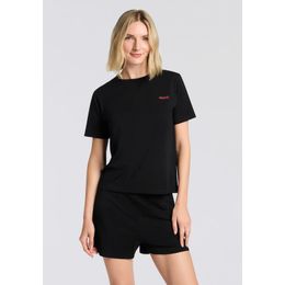 Hugo Underwear Damen HUGO Underwear T-Shirt mit rundem Ausschnitt, regular fit, toniges Markenlogo schwarz XL