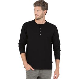 TRIGEMA Herren Longsleeve &raquo;TRIGEMA Langarmshirt mit Knopfleiste&laquo; 1 Stk. schwarz M