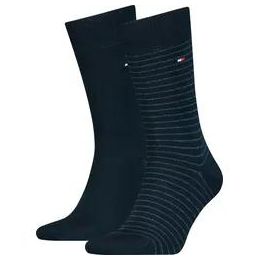 Socken Tommy Hilfiger "TH MEN SMALL STRIPE SOCK 2P", Damen, Gr. 47-49, blau (schwarz navy), Baumwollmischung, Elasthan, Polyamid, normal, Socken Socken, Tommy Hilfiger-Branding