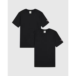 Champion Damen T-Shirt Packung, 2 Stk. Basic Shirt, Doppelpack schwarz M