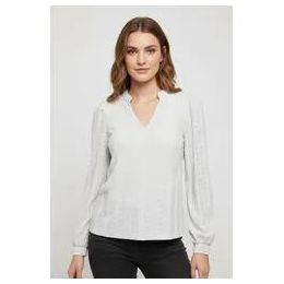 Blusenshirt Only "ONLMELANIE L/S SPLIT TOP JRS", Damen, Gr. XS, cloud dancer, Jersey, Obermaterial: 98% Polyester, 2% Elasthan, unifarben, regular fit, Rundhals, Shirts Blusenshirt