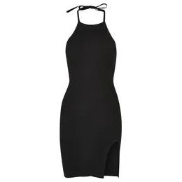 Shirtkleid Urban Classics "Urban Classics Damen Ladies Rib Knit Neckholder Dress", Damen, Gr. L, US-Gr&ouml;&szlig;en, schwarz, 35% Polyacryl, 35% Viskose, 30% Polyamid, unifarben, slim fit, Kleider Shirtkleid