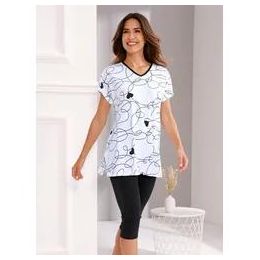 Schlafanzug, Damen, Gr. 36/38, wei&szlig;, schwarz, 100% Baumwolle, Unterteil:95% Baumwolle, 5% Elasthan, Homewear-Sets Schlafanzug