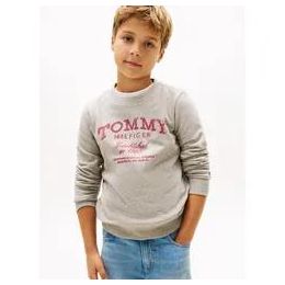 Sweatshirt Tommy Hilfiger, Jungen, Gr. 10 (140), mid grau heather, Sweatware, Obermaterial: 68% Baumwolle, 32% Polyester, unifarben, regular fit normal, Rundhals, eingesetzt B&uuml;ndchen, Sweatshirts Sweatshirt, Regular fit, f&uuml;r Kinder bis 16 Jahre