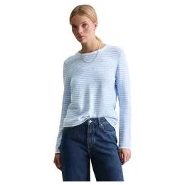 Marc O'Polo Strickpullover MARC O'POLO DENIM "aus Compact Cotton", Damen, Gr. XL, light blau, Obermaterial: 100% Baumwolle, gestreift, Rundhals, Pullover Strickpullover