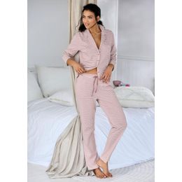 Vivance Dreams Damen Pyjama Set, 2-teilig, 2 tlg. mit feinem Streifenmuster 36/38