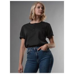 TRIGEMA Damen T-Shirt &raquo;TRIGEMA T-Shirt mit Knopfleiste DELUXE Baumwolle&laquo; 1 Stk. schwarz L