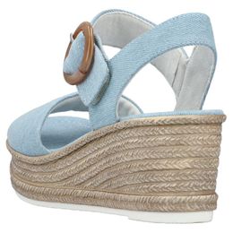 Rieker Damen Keilsandalette Sommerschuh, Plateausandale, Urlaubschuh mit Klettverschluss blau 41