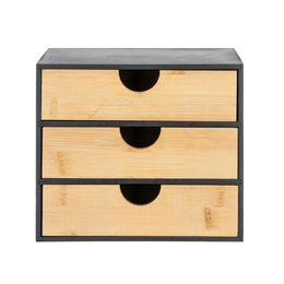 Ambia Home Aufbewahrungsbox, Natur, Schwarz, Naturmaterialien, Holzwerkstoff, massiv, Uni, 3 F&auml;cher, 13x17.5x20 cm, Ordnen & Aufbewahren, Aufbewahrungsboxen