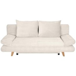 CARRYHOME Schlafsofa, Beige, Textil, Buche, massiv, 2-Sitzer, F&uuml;llung: Schaumstoffflocken, 200x75x85 cm, Schlafen auf Sitzh&ouml;he, haustierfreundlicher Bezug, Wohnzimmer, Sofas & Couches, Schlafsofas, Schlafsofas mit Bettkasten