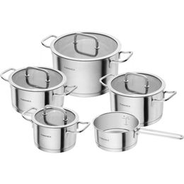 Henckels by Zwilling Kochtopfset Pulse, Silber, Metall, 5-teilig, 16 cm,20 cm,16 cm, 2l, 3,5l, 6l, 3l, 1,5l L,2l, L,3,5l L,6 L,3l L,1,5 L, rund, Messskala, backofengeeignet, kratzfest, geschmacksneutral, Kochen, T&ouml;pfe, Topfsets