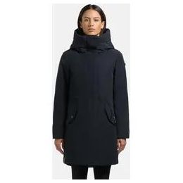 Wintermantel Khujo "Diance", Damen, Gr. XS (34), blau, Obermaterial: 100% Polyester. Innenfutter: 100% Polyester. Wattierung: 100% Polyester, figurumspielend ca. Mitte Oberschenkel, hoch geschlossener Ausschnitt, &Auml;rmel ohne &Auml;rmelschlitz B&uuml;ndchen, M&auml;ntel Wintermantel, Lange Damen Winterjacke mit gro&szlig;er Kapuze
