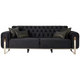 Livetastic 3-Sitzer-Sofa, Schwarz, Textil, Uni, F&uuml;llung: Faserb&auml;llchen, Schaumstoffflocken,Faserb&auml;llchen, Schaumstoffflocken, 236x93x83 cm, Made in Turkey, Liegefunktion, Wohnzimmer, Sofas & Couches, Sofas, 3-Sitzer Sofas