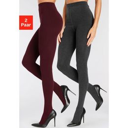 Lascana Damen Lascana Strickstrumpfhose 2 Stk. tlg. aus trageangenehmer Baumwollmischung rot 36/38