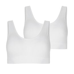 Jockey Damen Bralette &raquo;Seamfree Stretch&laquo; 2er Pack, Rundhals, breite Tr&auml;ger, ohne Seitenn&auml;hte wei&szlig; L, N-Gr