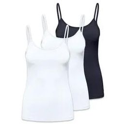 T-Shirt Only "T-Shirt ONLEA NEW SINGLET JRS 3P 3er Pack", Damen, Gr. S, bunt (2xwei&szlig;, blau), Obermaterial: 94% Polyamid PA. 6% Elasthan EL., Shirts T-Shirt