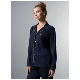 TRIGEMA Damen Schlafanzug &raquo;TRIGEMA Schickes Schlafanzug Oberteil mit Knopfleiste&laquo; 1 tlg. blau 3XL