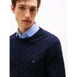 Tommy Hilfiger Herren Strickpullover &raquo;CLASSIC CABLE CREW NECK mit Strukturstrick und Flaglabel&laquo; unifarben, casual, regular fit, Baumwolle, Rundhals 
