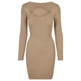 Shirtkleid Urban Classics "Urban Classics Damen Ladies Cut Out Dress", Damen, Gr. S, US-Gr&ouml;&szlig;en, unionbeige, 35% Viskose, 35% Polyacryl, 30% Polyamid, unifarben, slim fit, U-Boot-Ausschnitt, Kleider Shirtkleid