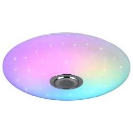 Trio REALITY LEUCHTEN LED Deckenleuchte "MUSICA, LED Deckenlampe mit Bluetooth Lautsprecher, Fernbedienung inkl", wei&szlig;, 1, &Oslash; 58cm H: 8,5cm, 1 Stk., Leuchten, RGBW Farbwechsel mit Rainbow-Effekt, dimmbar, Timer, Starlight, Memory, LED Deckenleuchte
