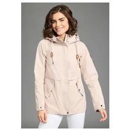 Outdoorjacke Kangaroos, Damen, Gr. 44, beige, Web, Obermaterial: 66% Baumwolle, 34% Polyester. Futter: 100% Polyester, kontrastfarbene Details, unifarben, Jacken Outdoorjacke, &Uuml;bergangsjacke gef&uuml;tterte Kapuze, Kordelzug, Klappentaschen